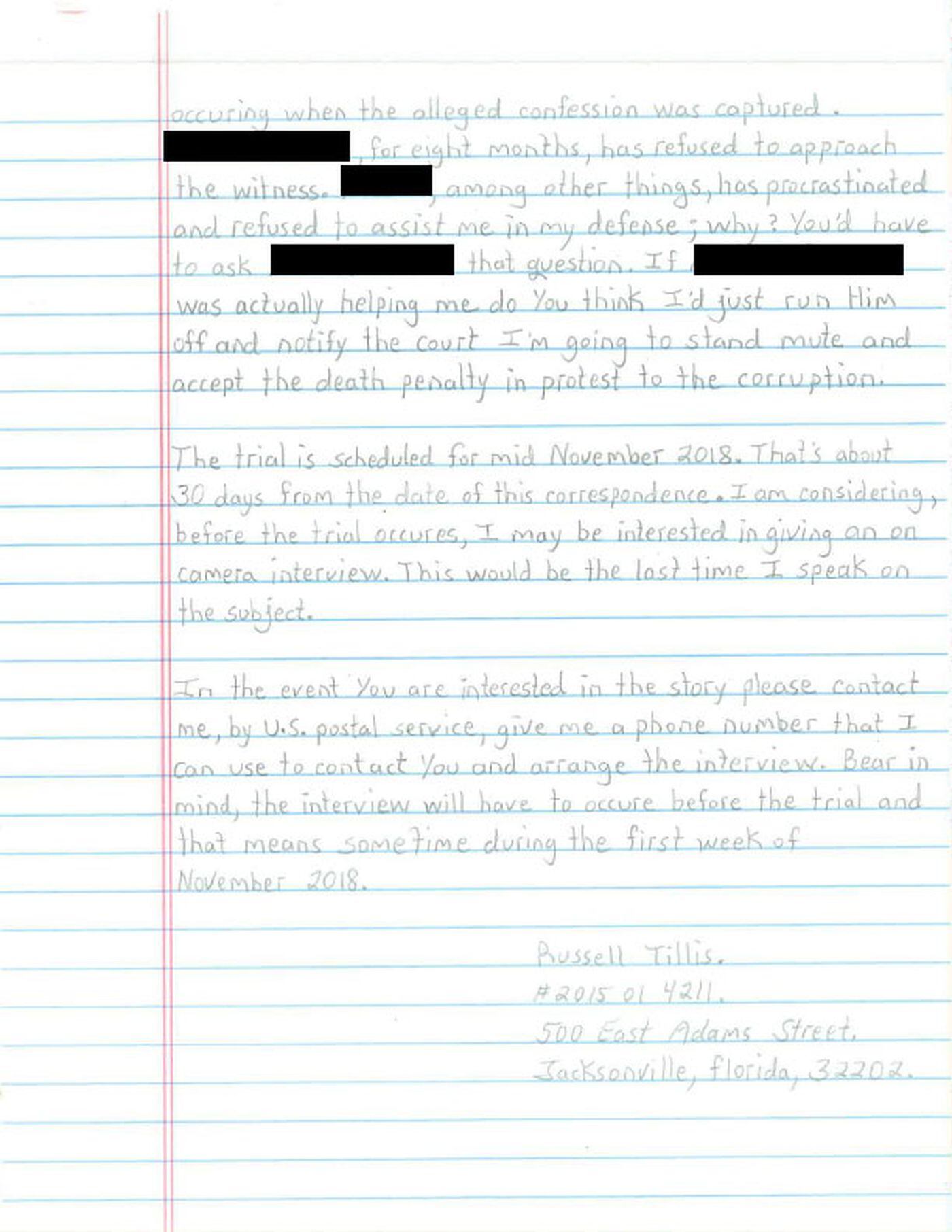 'House of Horror's' murder suspect reaches out to Action News Jax reporter